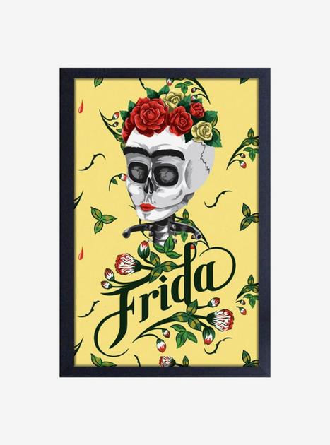 Frida Kahlo Skull Framed Wood Wall Art | Hot Topic