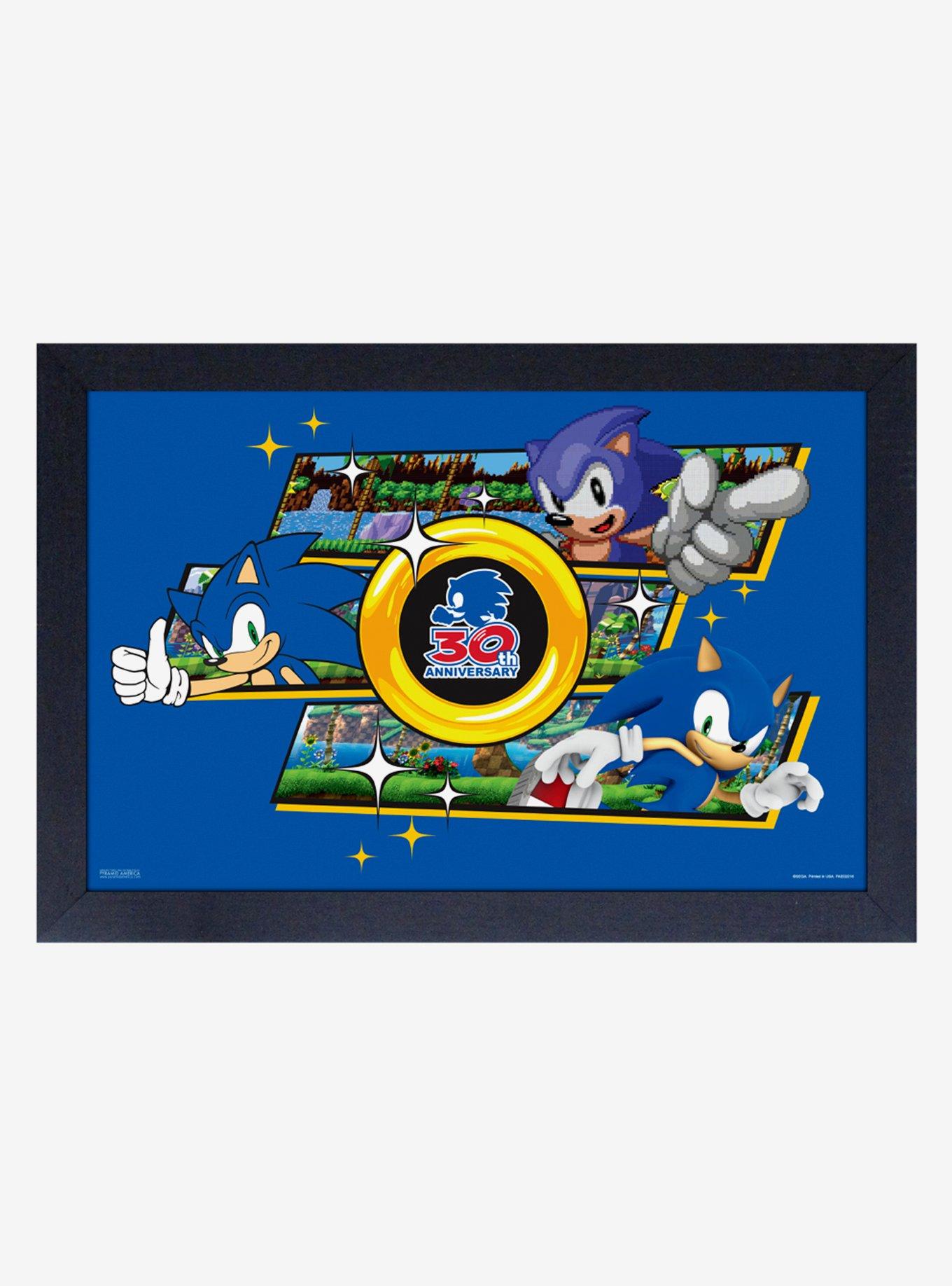 Sonic The Hedgehog 30Th 3 Panels Framed Wood Wall Art | Hot Topic