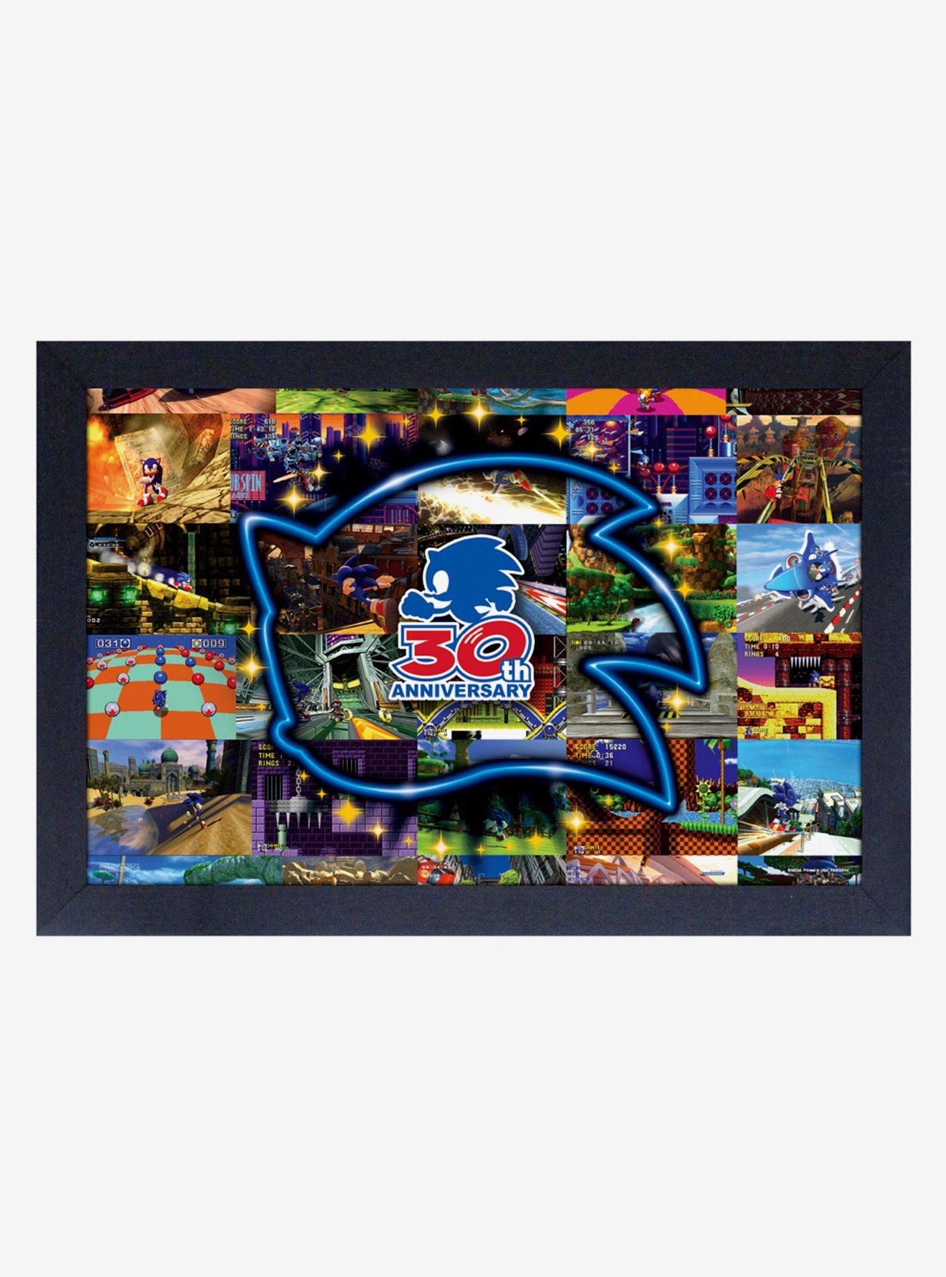Sonic The Hedgehog 30Th -Scene Collage Framed Wood Wall Art | BoxLunch