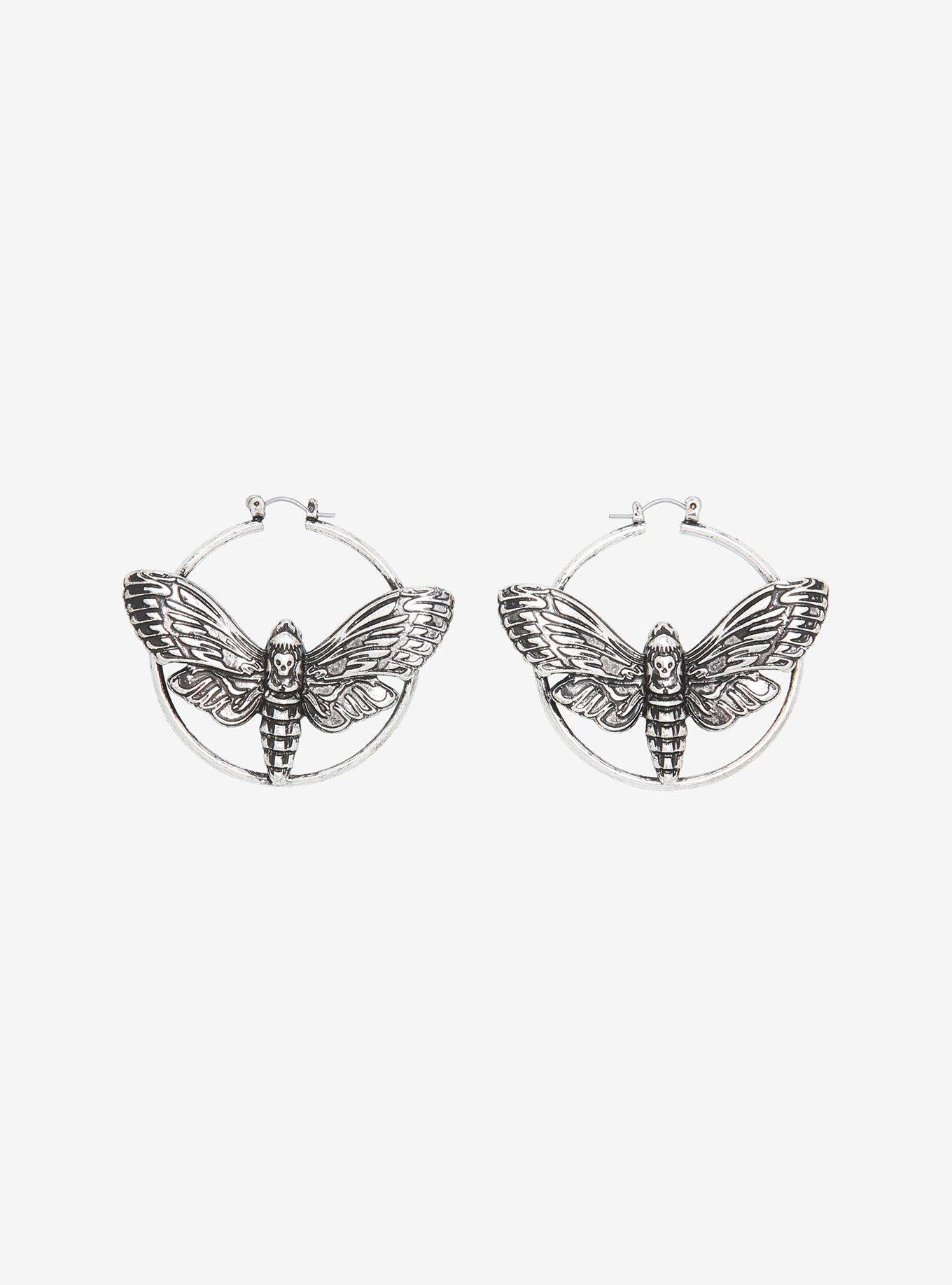 Death Moth Hoop Earrings | Hot Topic