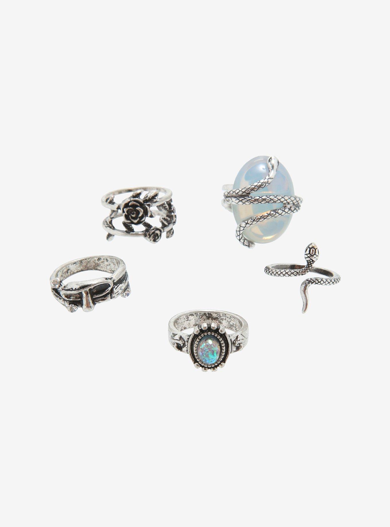 Snake Crystal Ring Set | Hot Topic