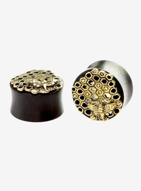 Wood Honeycomb Bee Tunnel Plug 2 Pack | Hot Topic