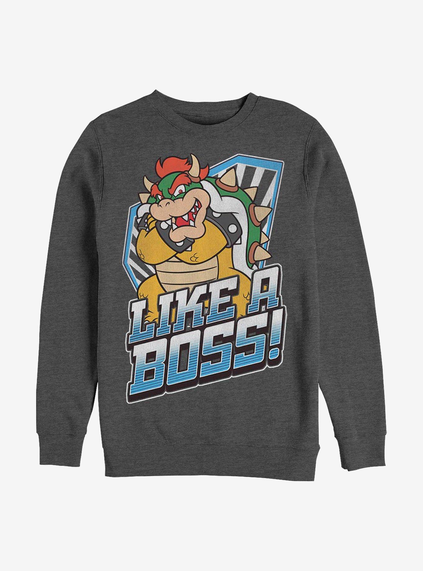 Nintendo Mario Like A Boss Bowser Crew Sweatshirt - GREY | Hot Topic