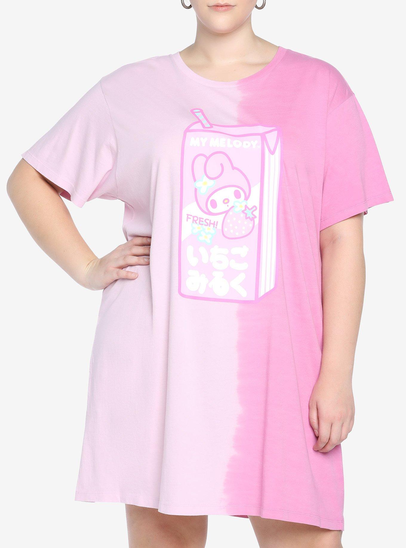 My Melody Strawberry Milk Oversized T Shirt Dress Plus Size Hot Topic