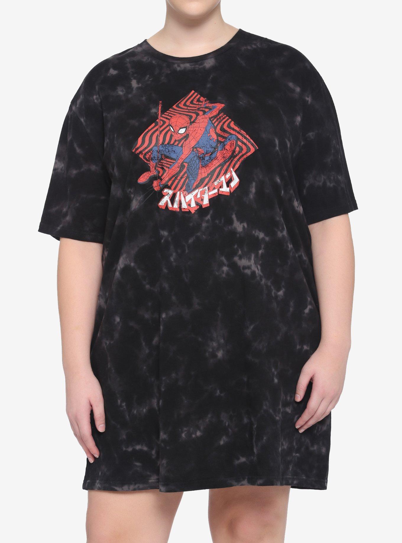 Her Universe Marvel Spider Man Tie Dye T Shirt Dress Plus Size Hot Topic