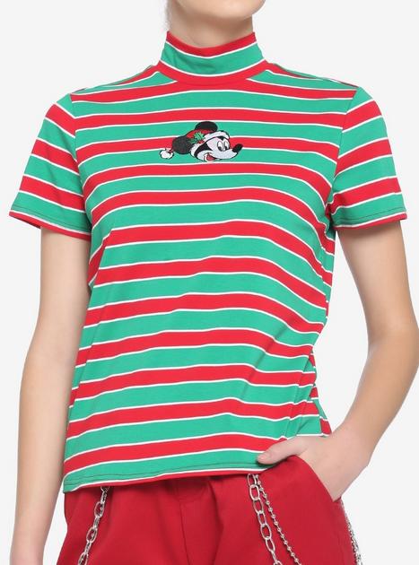 Disney Holiday Stripe Mock Neck Girls T-Shirt | Hot Topic
