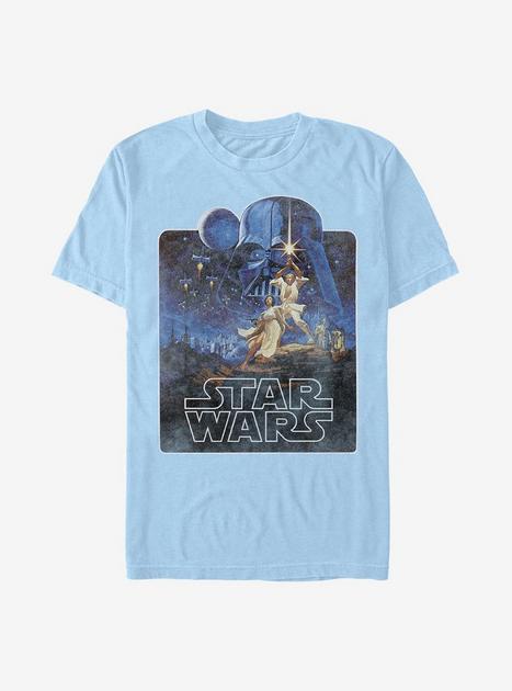 Star Wars Episode IV A New Hope 70's Throwback Poster T-Shirt - BLUE ...