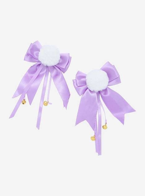 Lavender & White Puff Hair Clip Set | Hot Topic