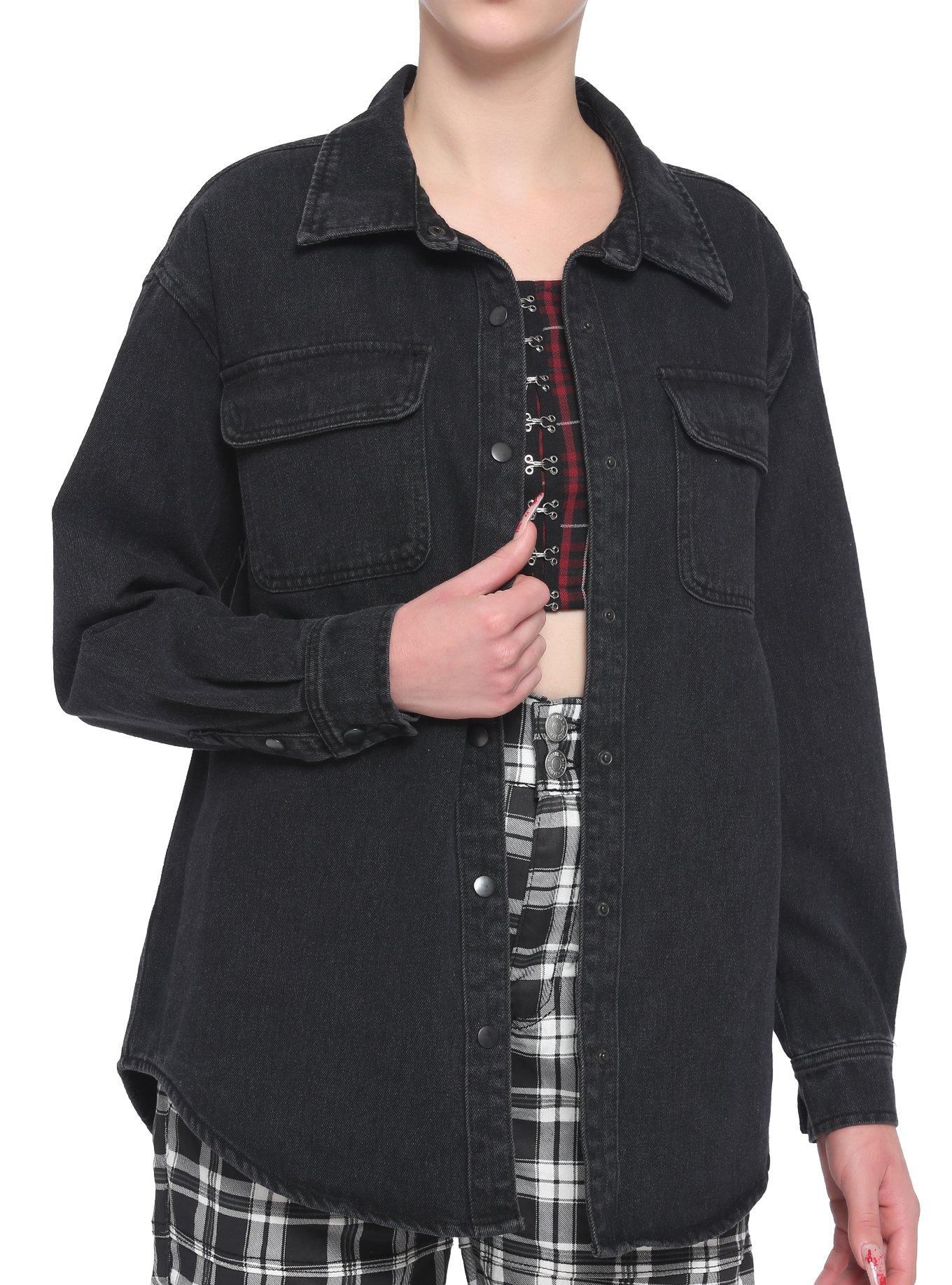 Faded Black Denim Girls Shirt Jacket | Hot Topic