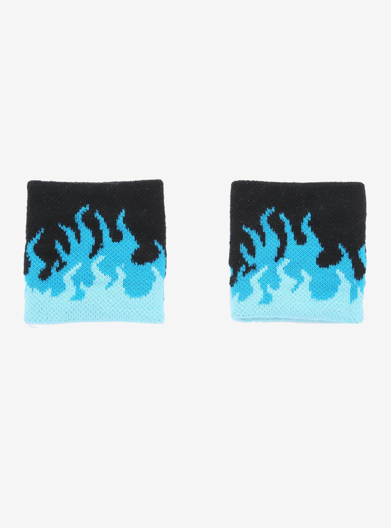 Blue Flame Knit Wristband Set | Hot Topic