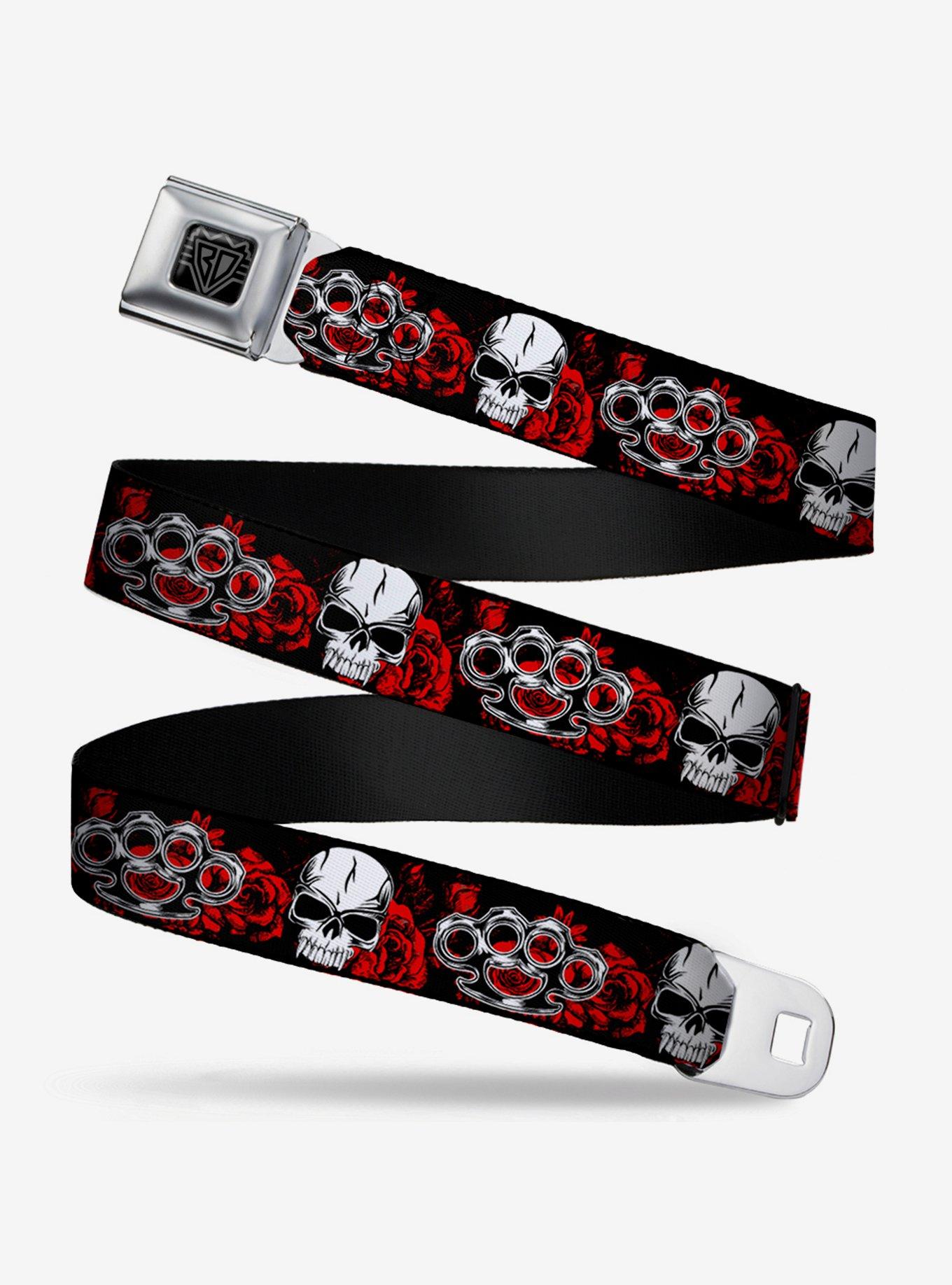 Skulls & Roses Seatbelt Belt | Hot Topic