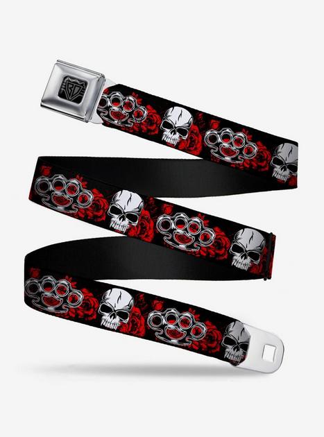 Skulls & Roses Seatbelt Belt | Hot Topic