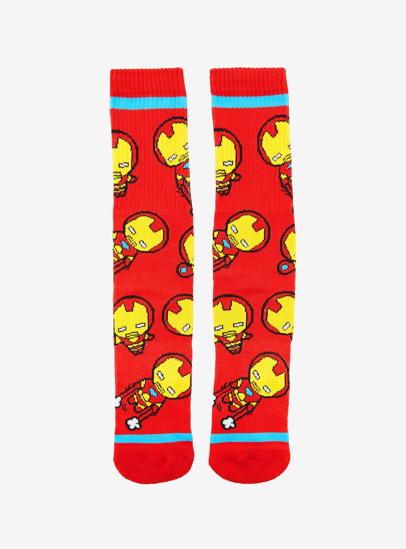 Marvel Iron Man Chibi Allover Print Crew Socks - BoxLunch Exclusive ...