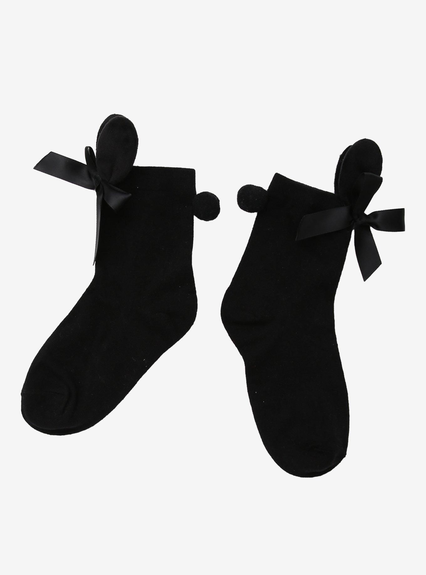 Black 3D Bunny Ear Ankle Socks | Hot Topic