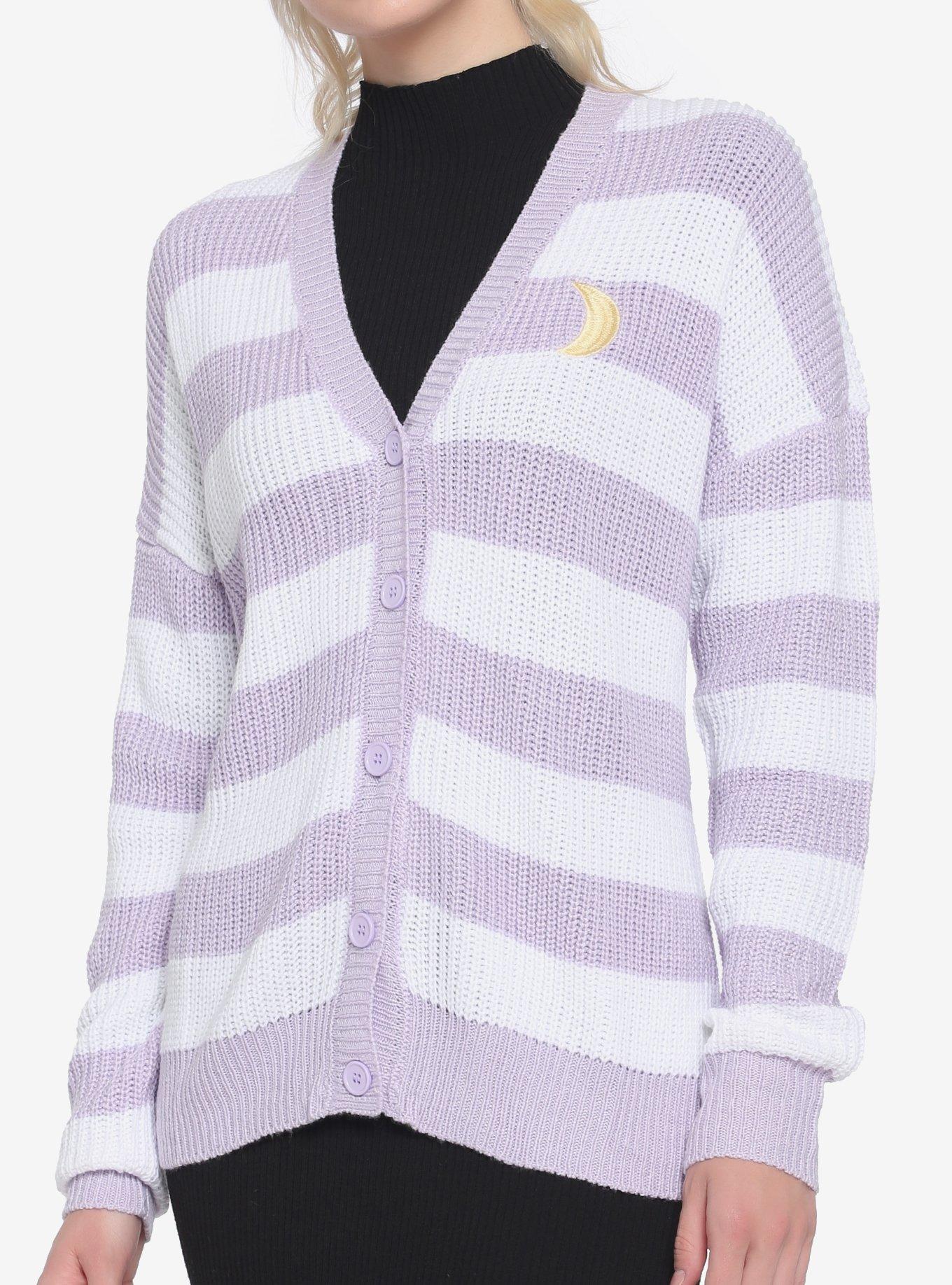Lilac Moon Stripe Boyfriend Fit Girls Cardigan | Hot Topic