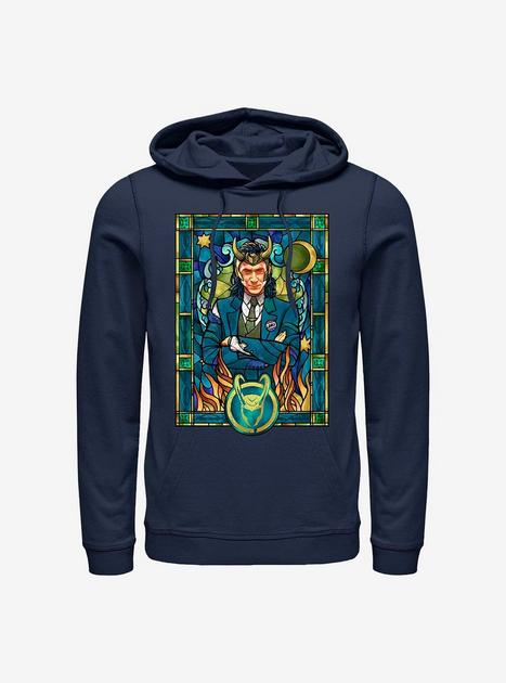 Marvel Loki Stained Glass Window Hoodie - BLUE | Hot Topic