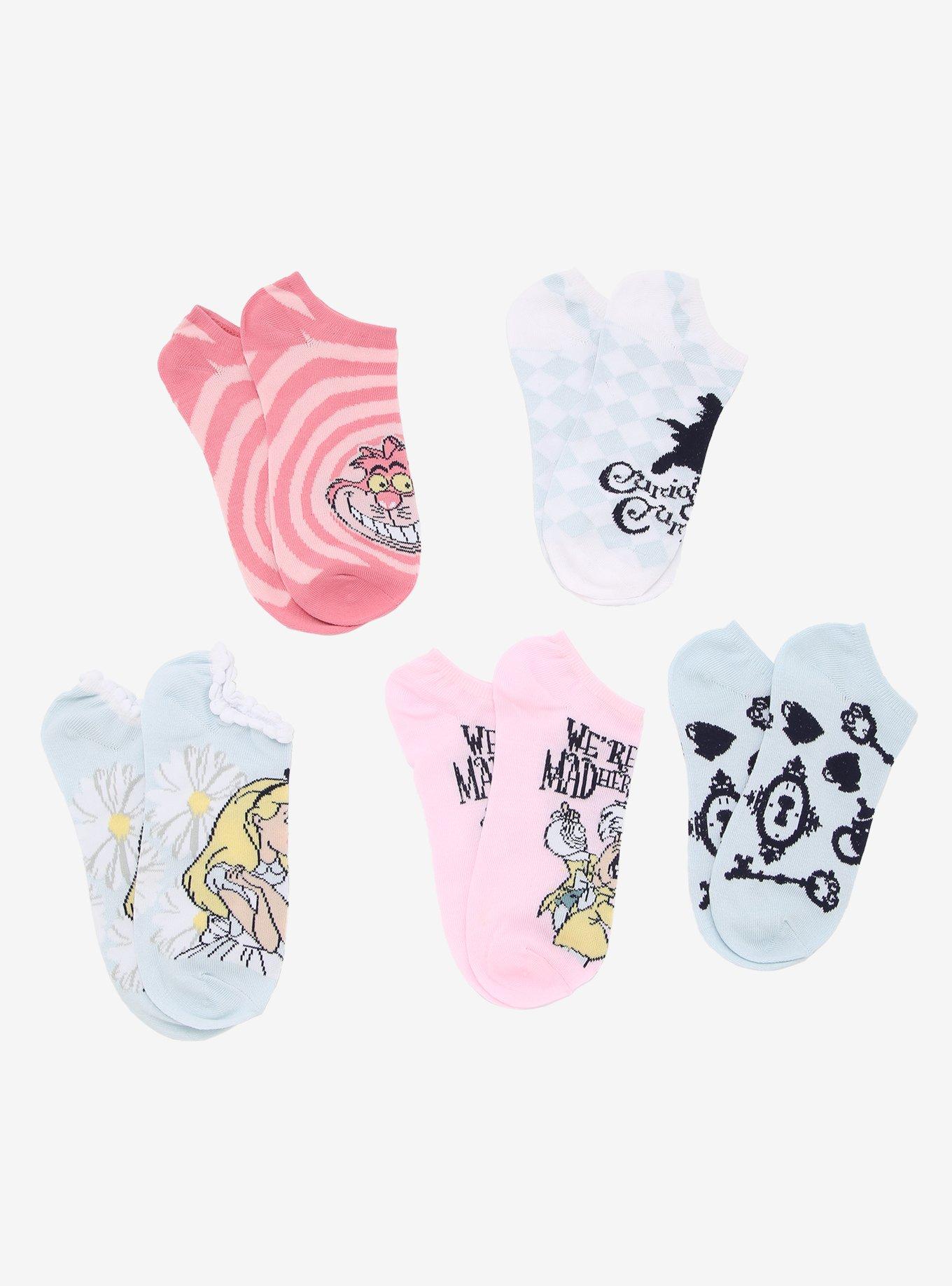 Disney Alice In Wonderland Pastel Pattern No-Show Socks 5 Pair | Hot Topic