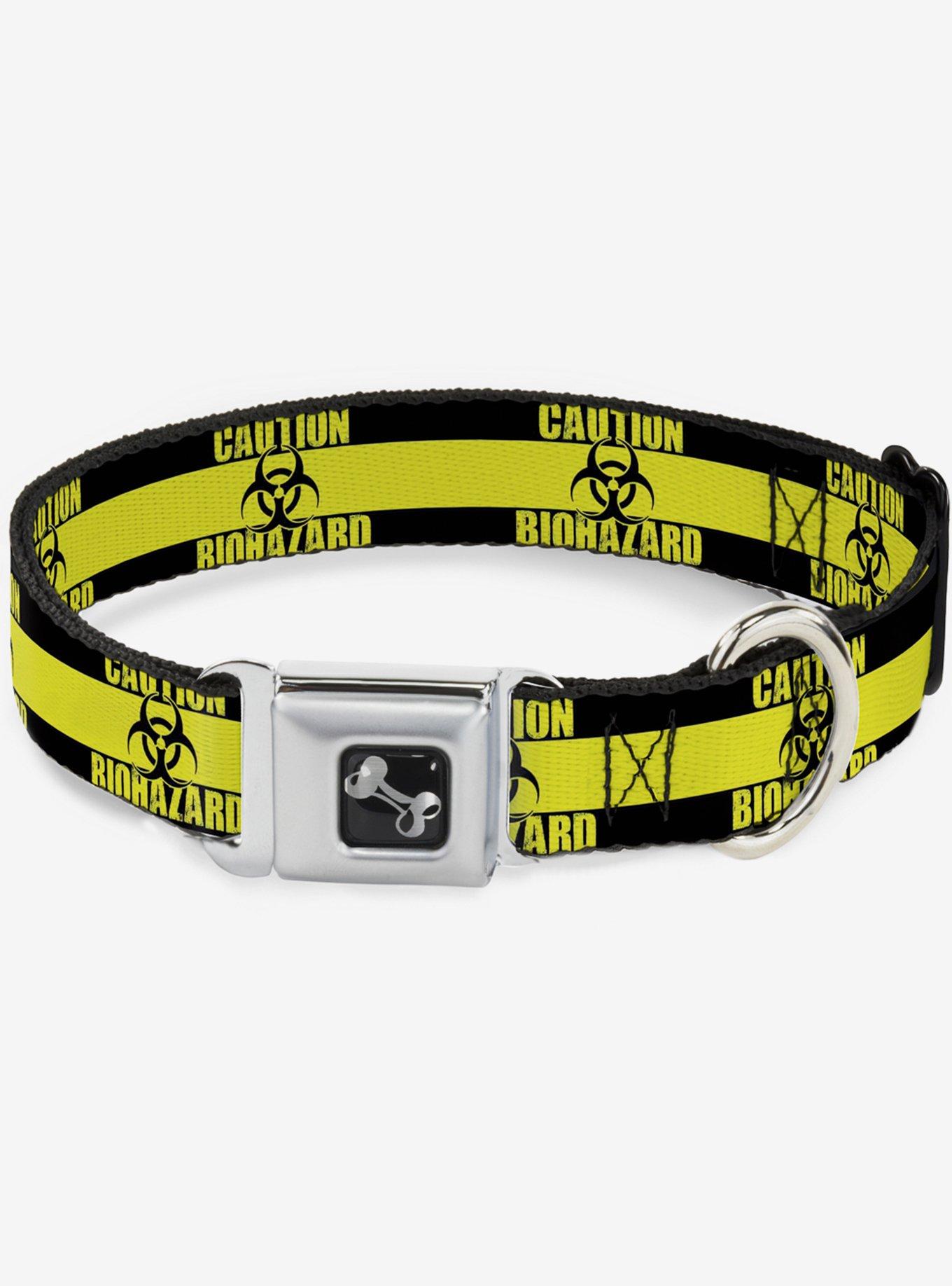 Caution Biohazard Seatbelt Dog Collar | Hot Topic