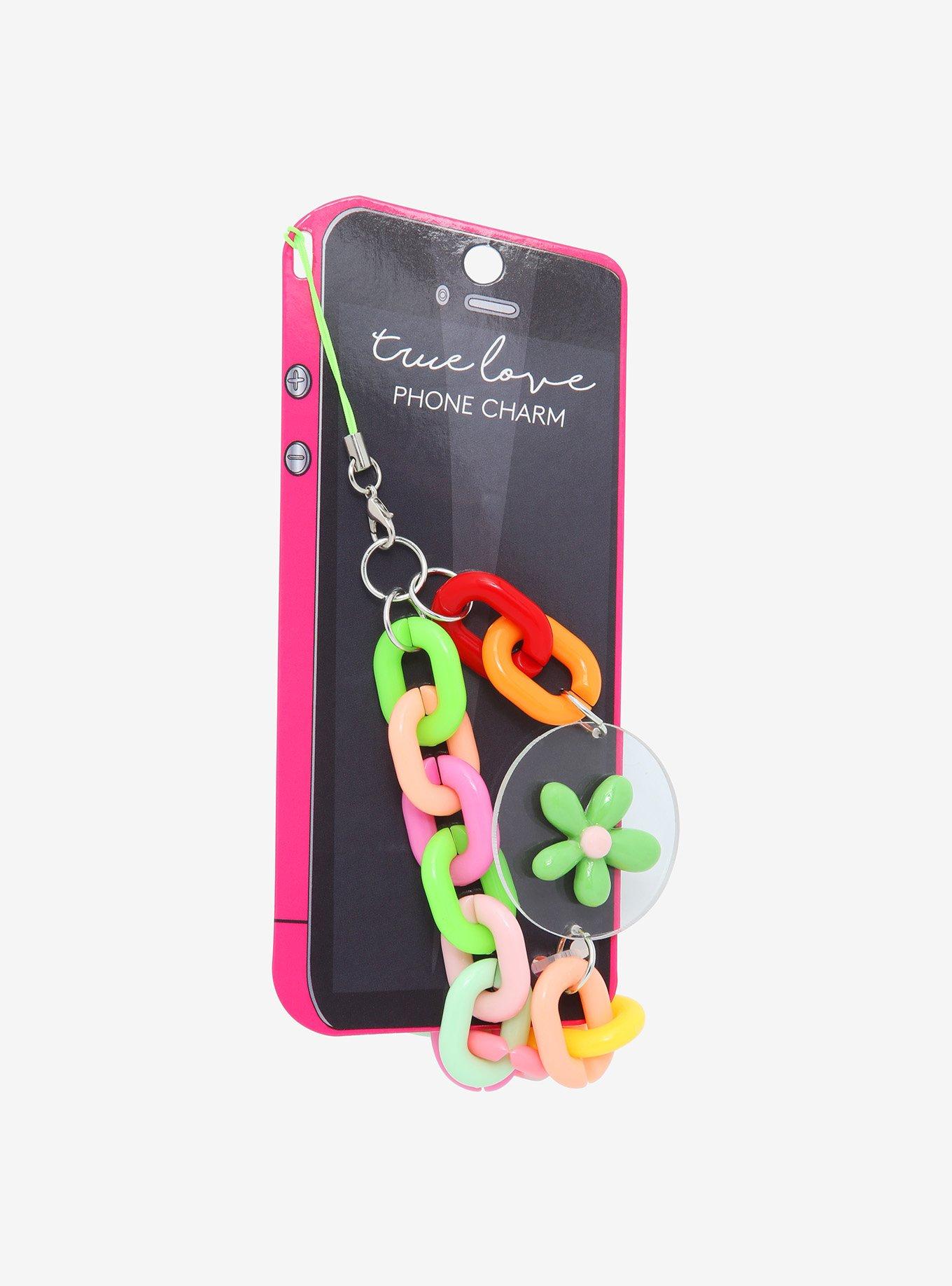 Chunky Rainbow Chain Green Flower Phone Charm | Hot Topic