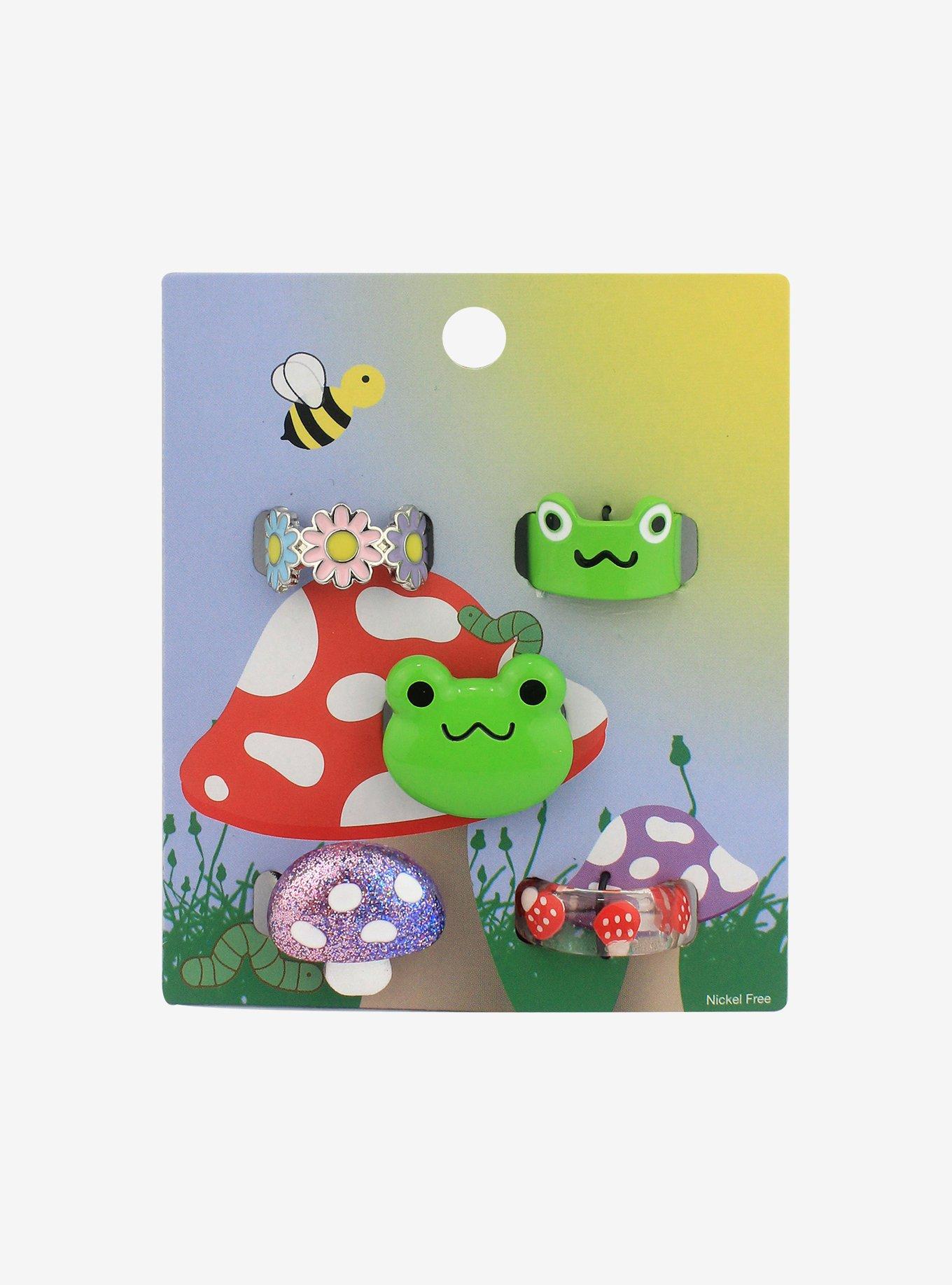 Floral Frog & Mushroom Ring Set | Hot Topic