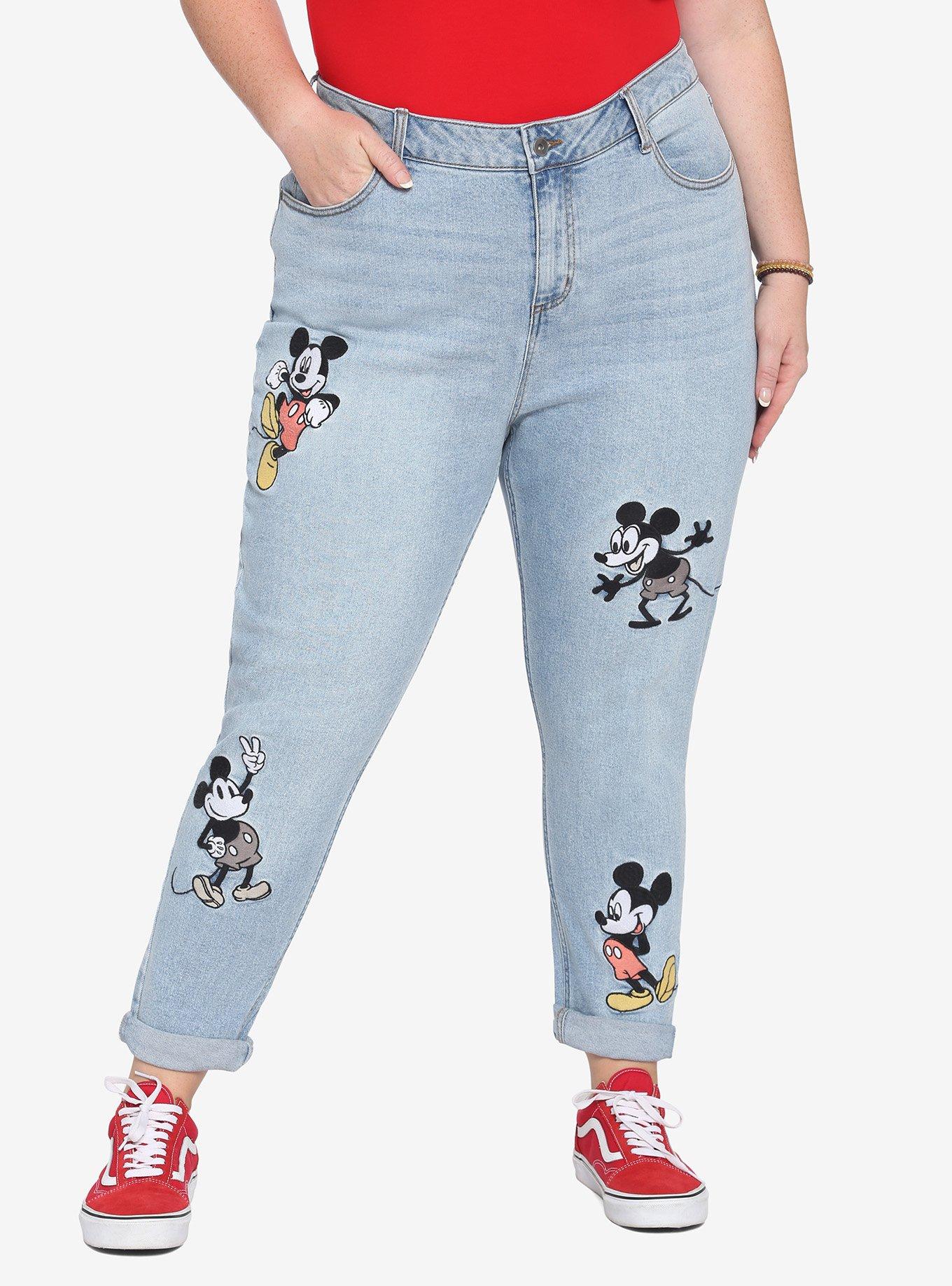 Her Universe Disney Mickey Mouse Embroidered Mom Jeans Plus Size | Her ...