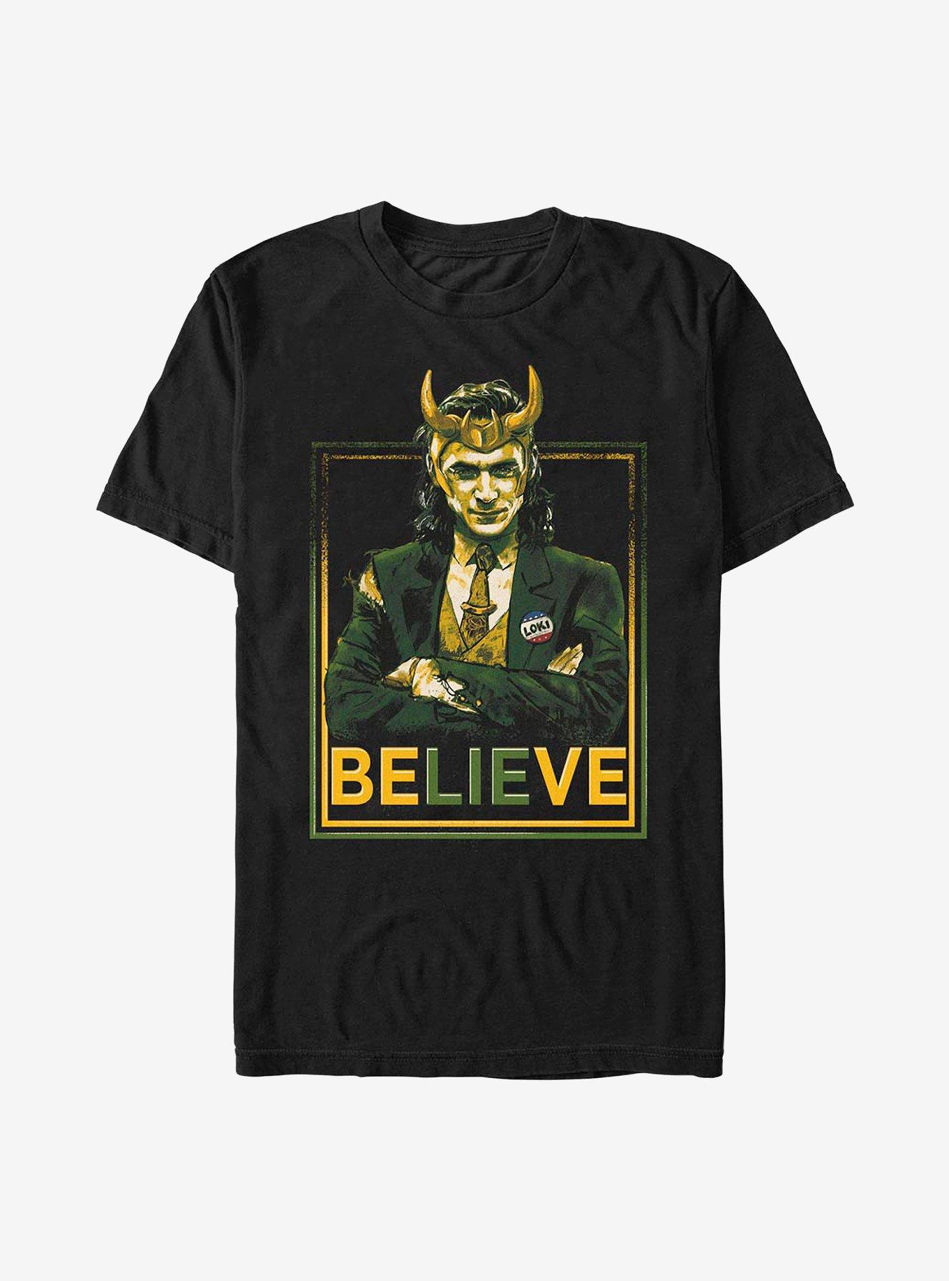 Marvel Loki Believe Political Motive T-Shirt | BoxLunch