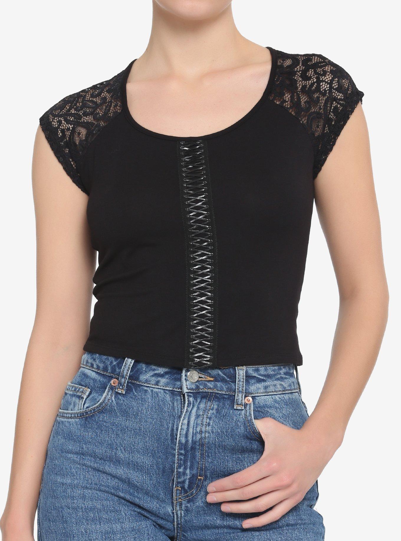 Black Rose Lace Girls Crop Top | Hot Topic