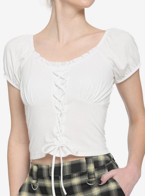 White Lace-Up Girls Top Plus Size | Hot Topic