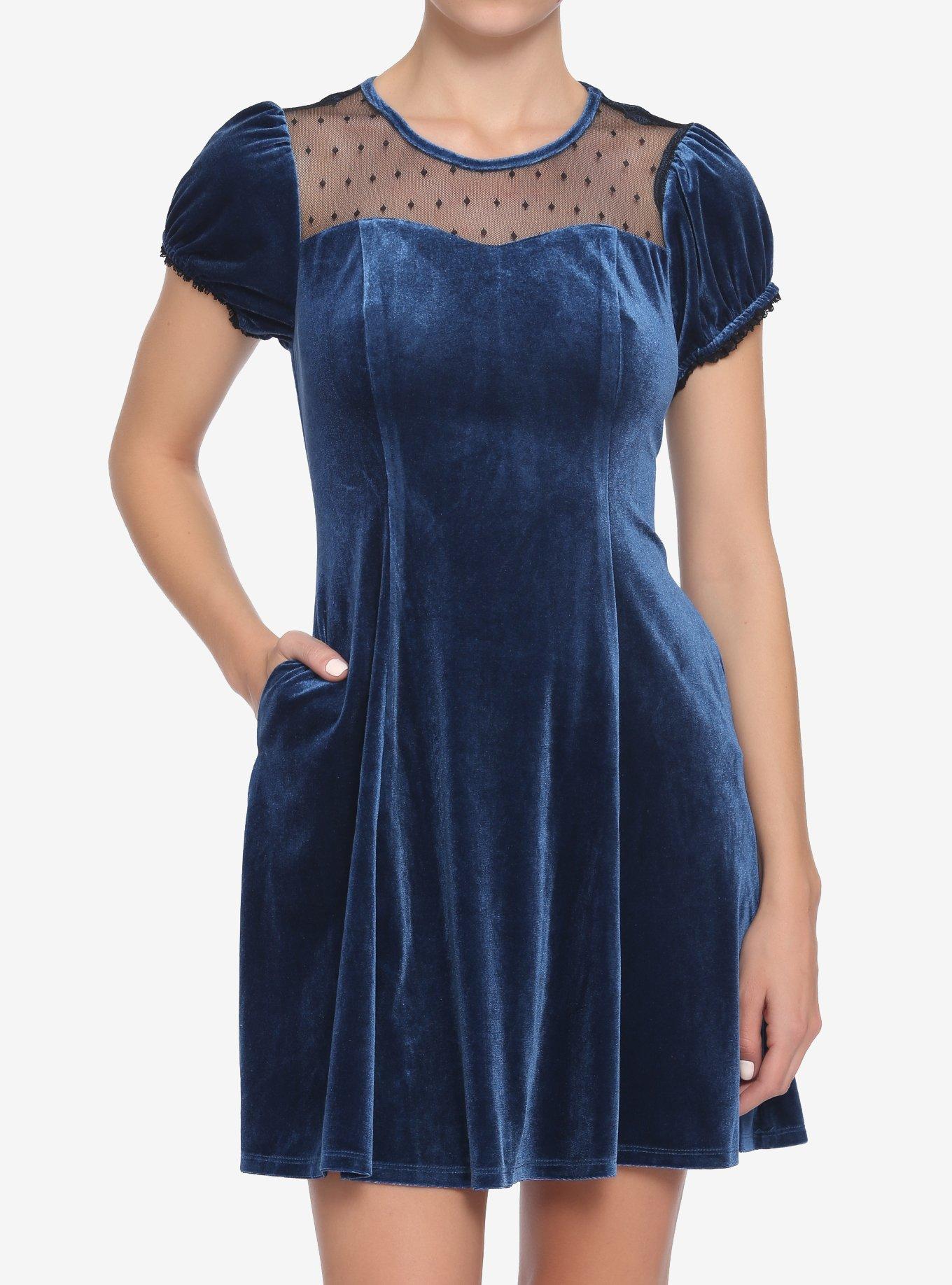 Blue Velvet & Lace Sweetheart Dress | Hot Topic