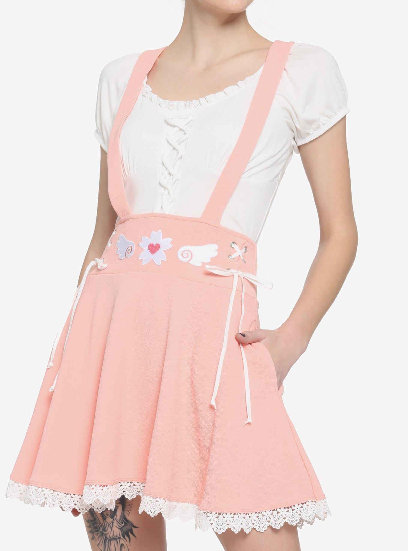 Pink Sakura Lace Up Suspender Skirt Hot Topic