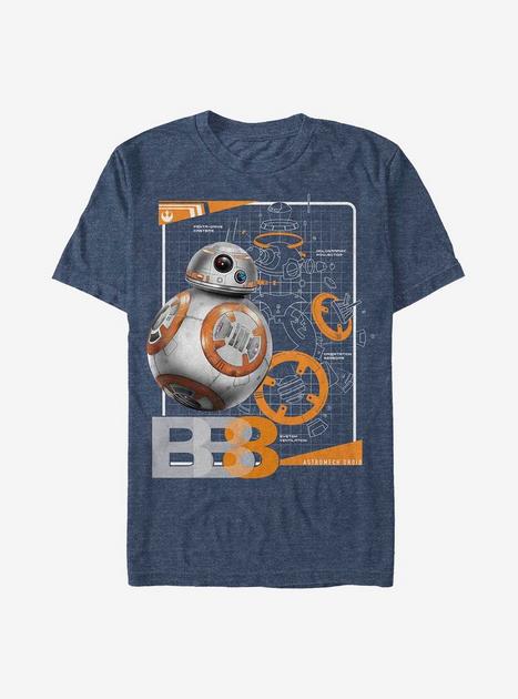 Star Wars: The Last Jedi BB-8 Schematic T-Shirt - BLUE | Hot Topic