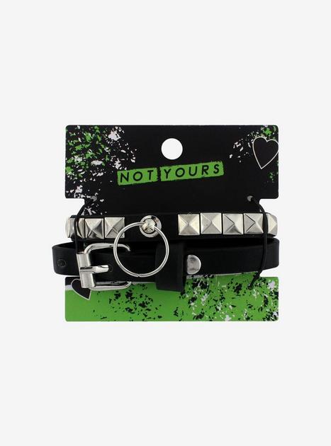 O-Ring Two Tiered Pyramid Stud Buckle Cuff | Hot Topic