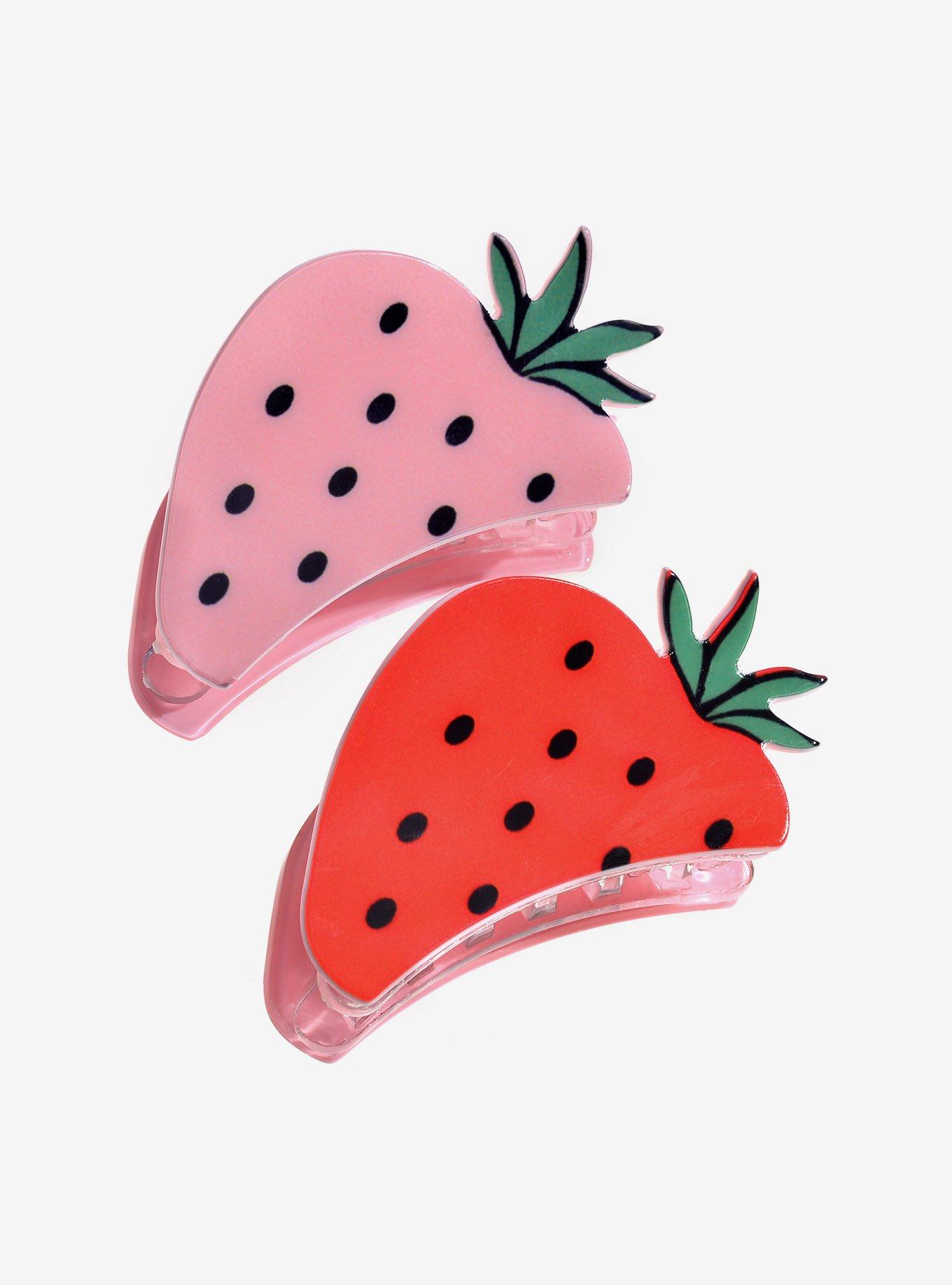 Pink & Red Strawberry Hair Clip Set | Hot Topic