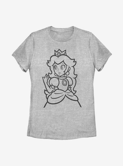 Nintendo Super Mario Peach Outline Womens T-Shirt - GREY | BoxLunch