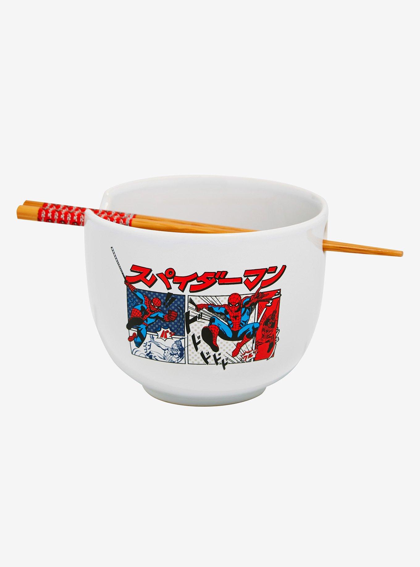 Marvel Spider-Man Comic Book Panels Ramen Bowl with Chopsticks | BoxLunch