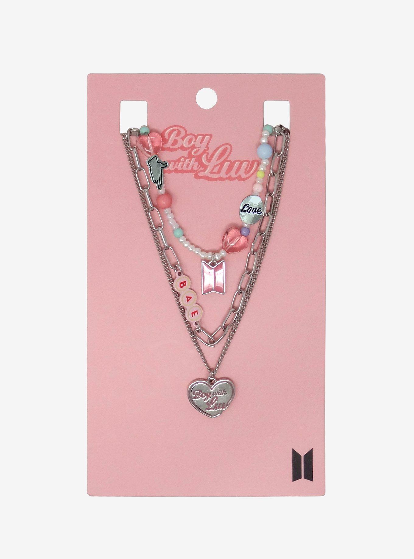 BTS Boy With Luv Beaded Chain Necklace Set | Hot Topic