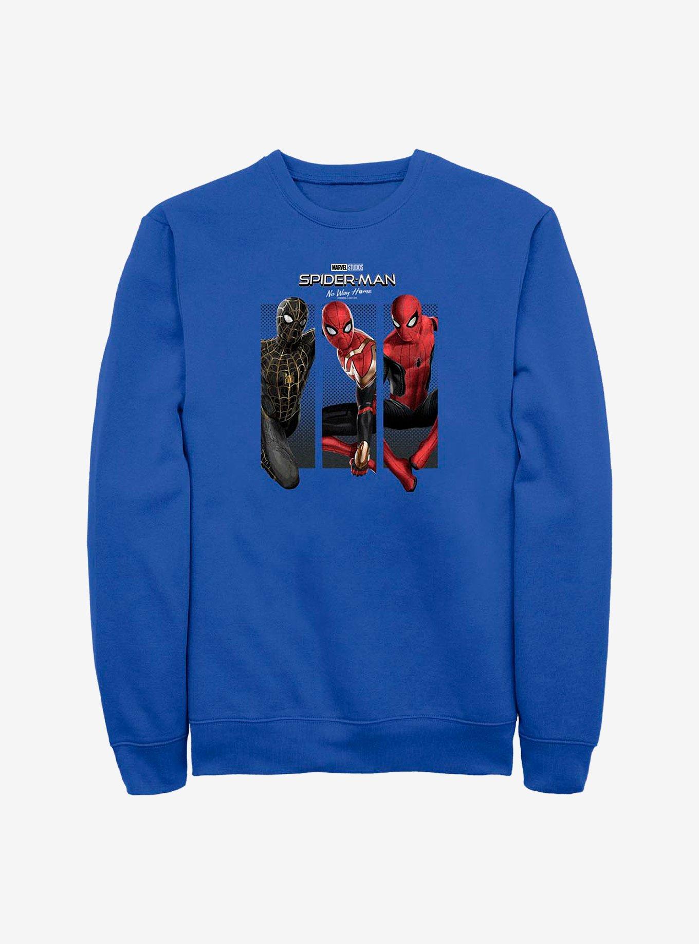 Marvel Spider Man No Way Home Three Poses Crew Sweatshirt Blue Hot
