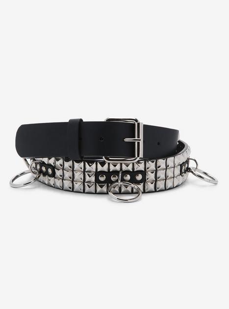Silver O-Ring Three Row Pyramid Belt | Hot Topic