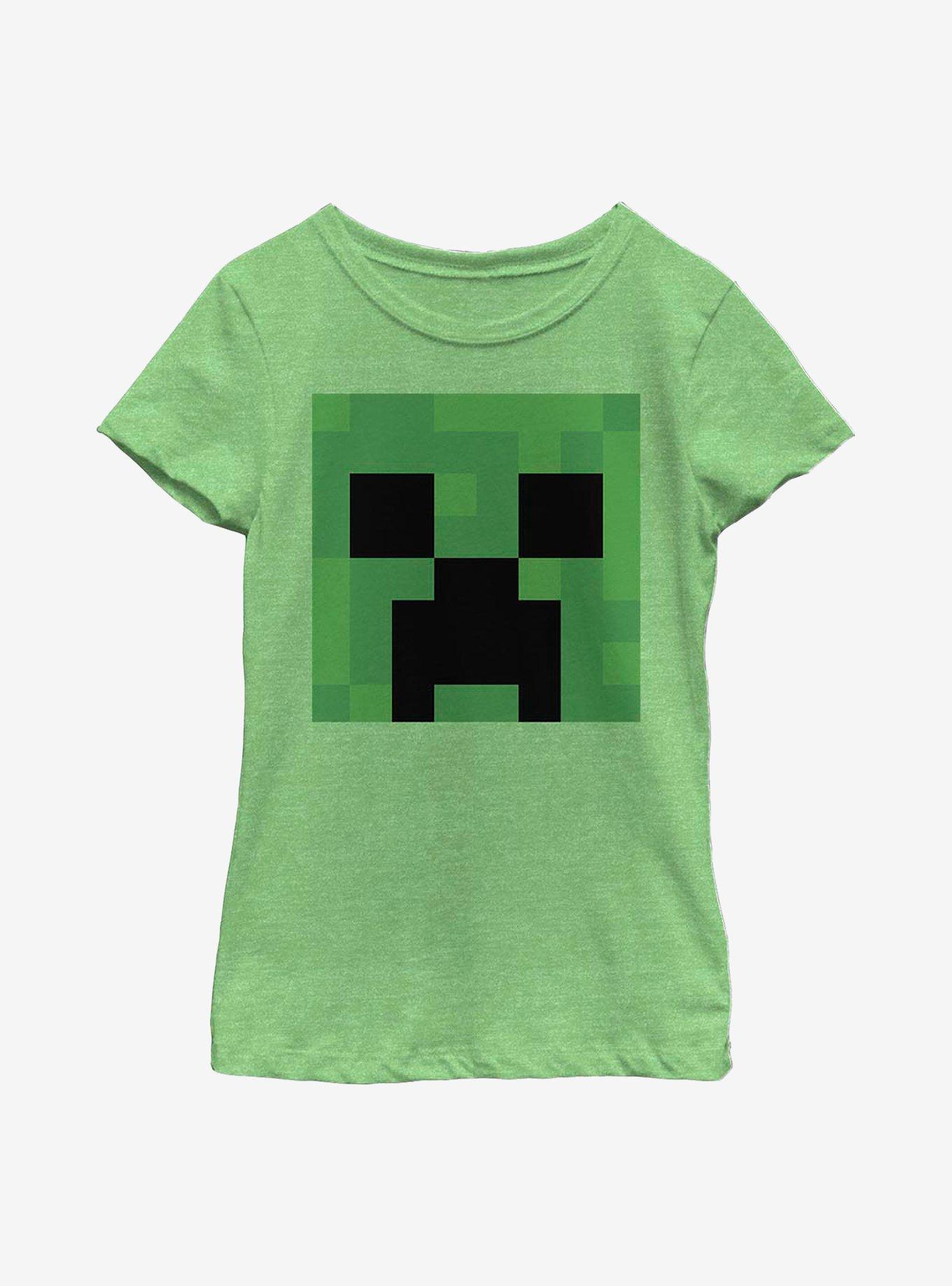 Minecraft Creeper Big Face Youth Girls T-Shirt - GREEN | BoxLunch