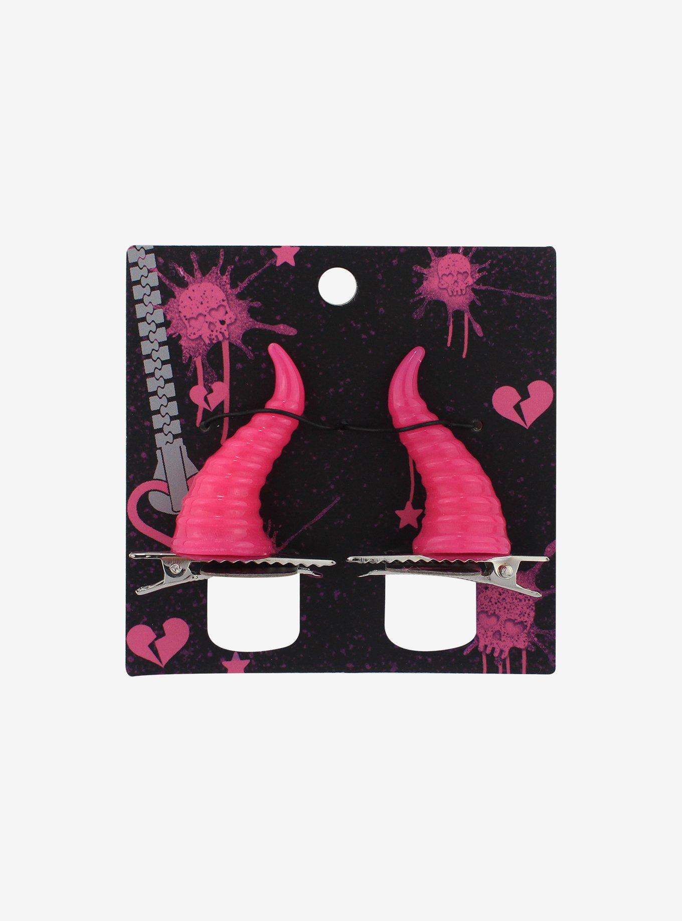 Hot Pink Horn Hair Clip Set | Hot Topic