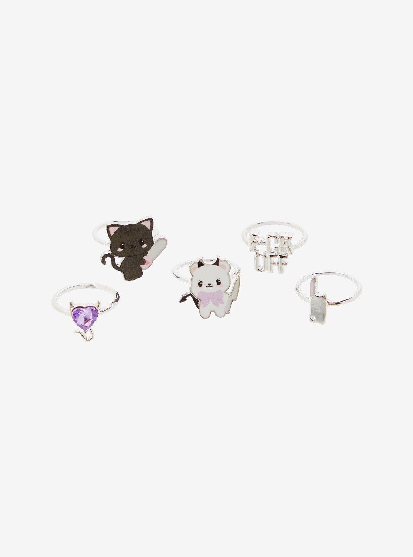 Devilish Cat & Bear Ring Set | Hot Topic