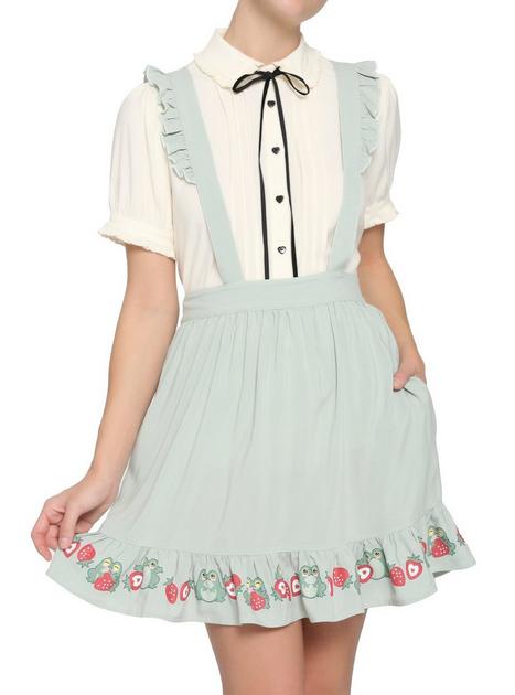 Frogs & Strawberries Ruffle Suspender Skirt | Hot Topic