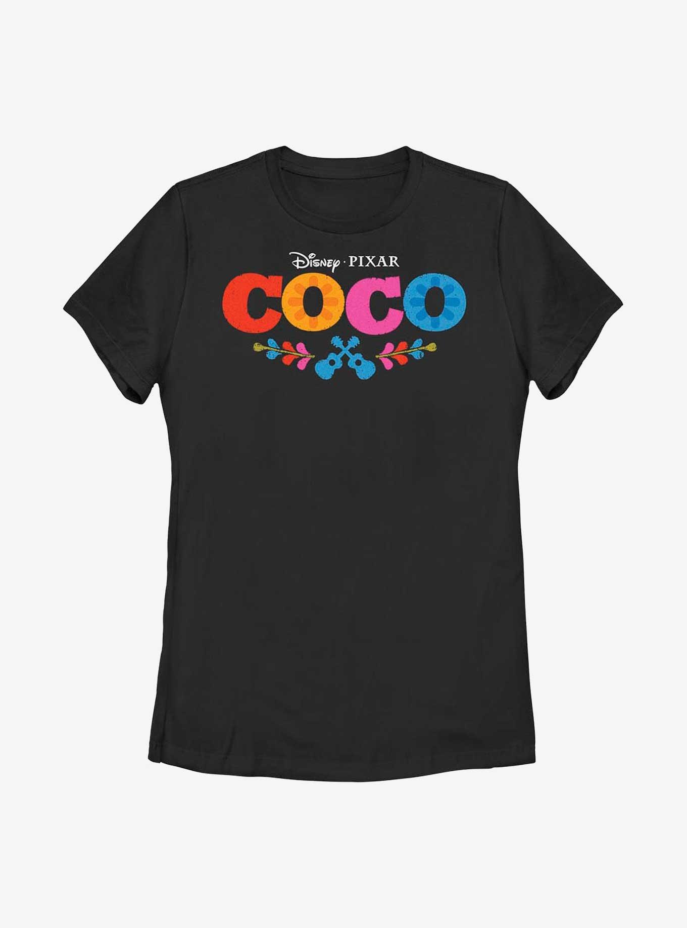 Disney Pixar Coco Logo Womens T-Shirt - BLACK | BoxLunch
