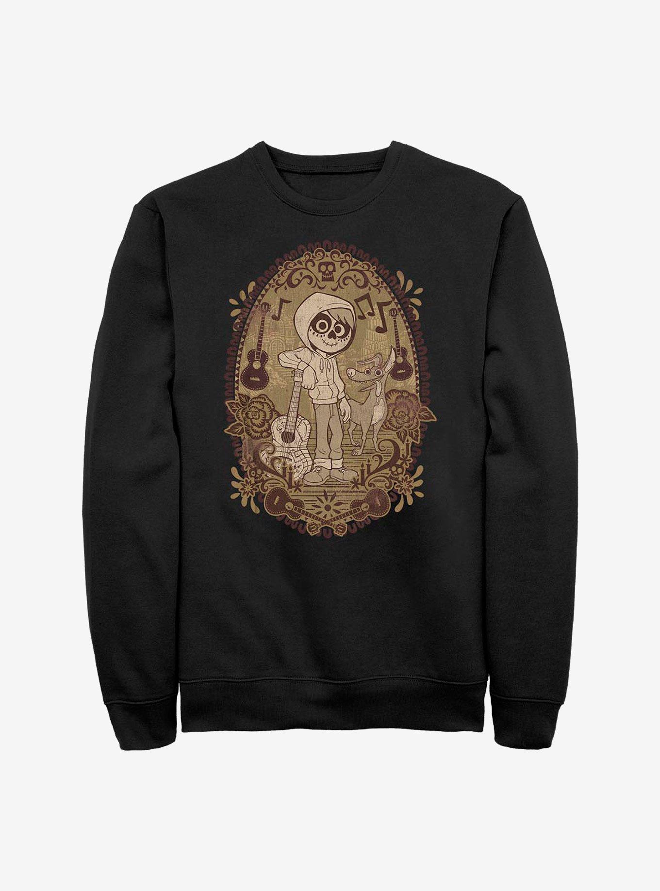 Disney Pixar Coco Miguel Portrait Crew Sweatshirt - BLACK | Hot Topic