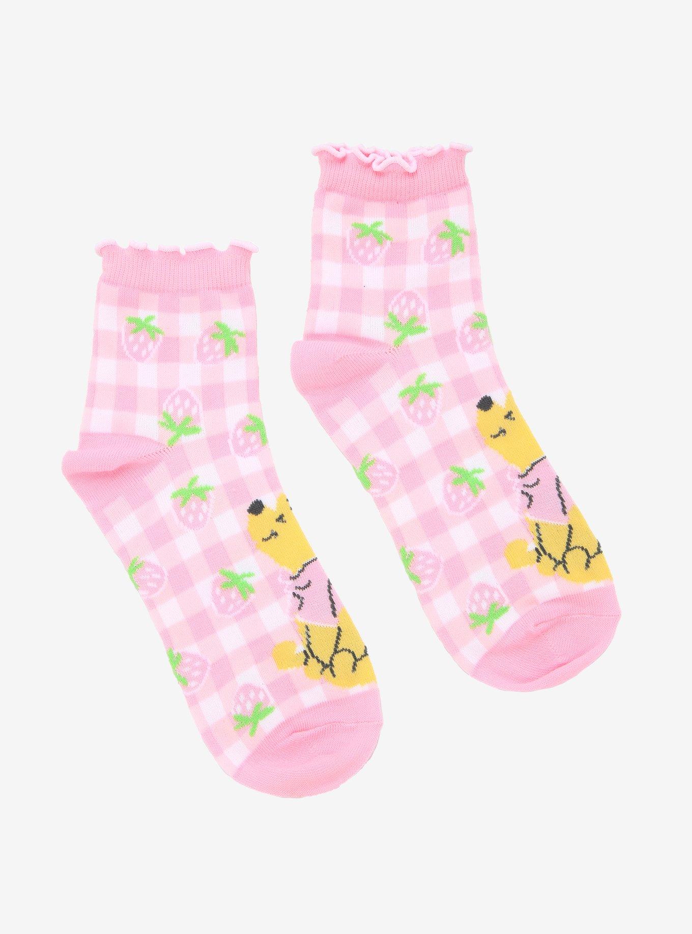 Disney Winnie The Pooh Pink Strawberry Ankle Socks | Hot Topic