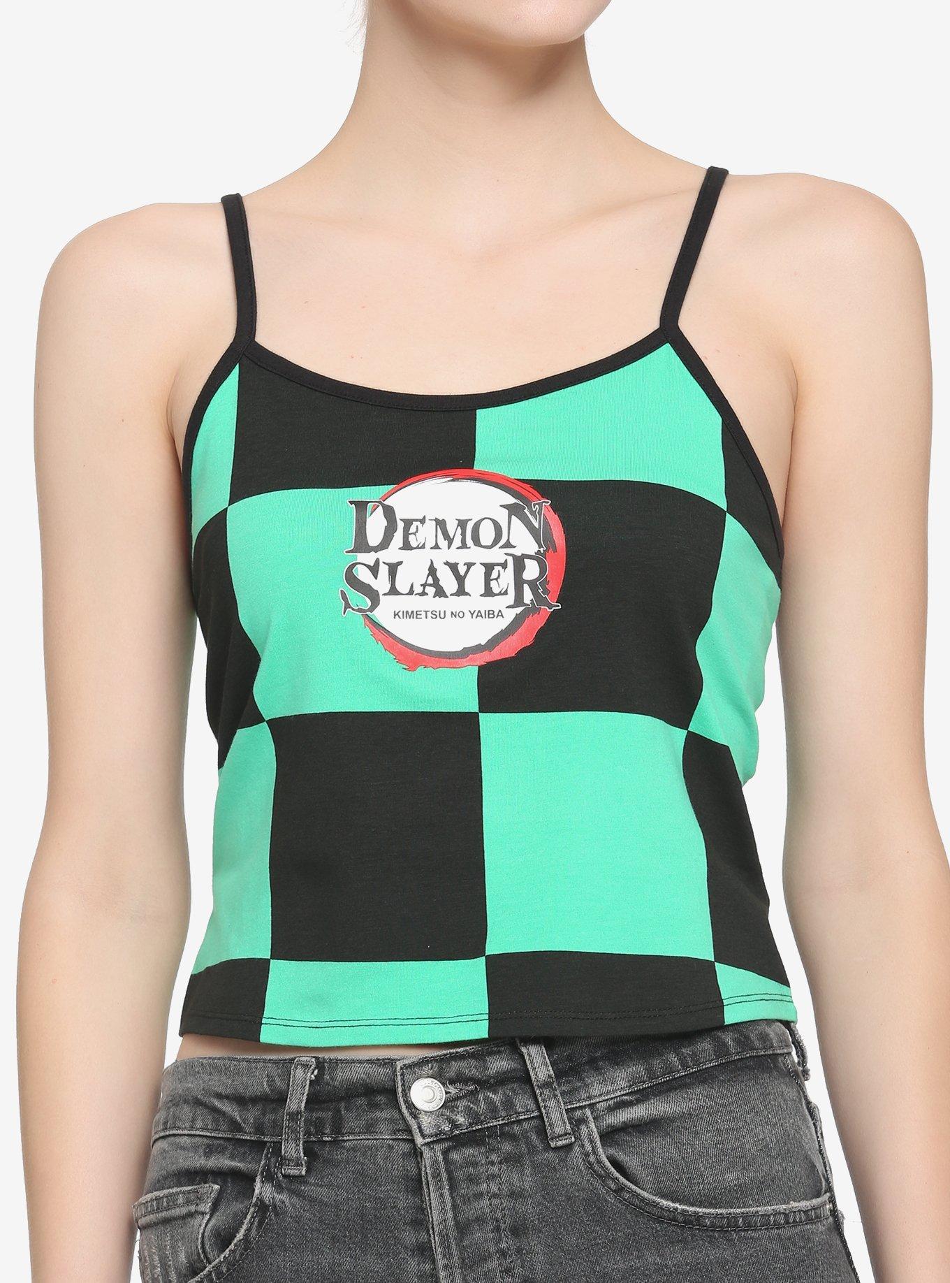 Demon Slayer: Kimetsu No Yaiba Tanjiro Checkered Girls Crop Cami | Hot ...