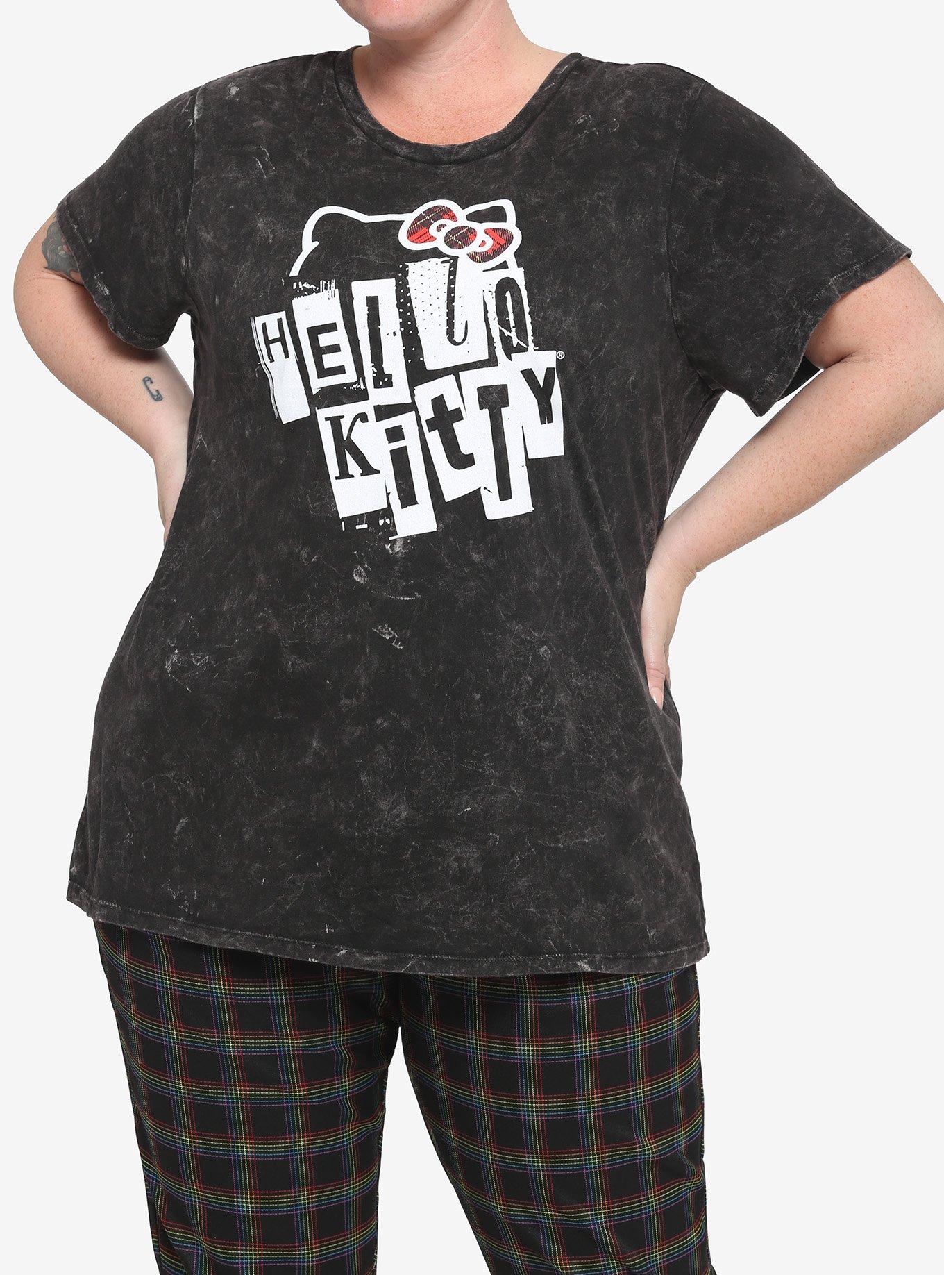 Hello Kitty Punk Dark Wash Girls T-Shirt Plus Size | Hot Topic