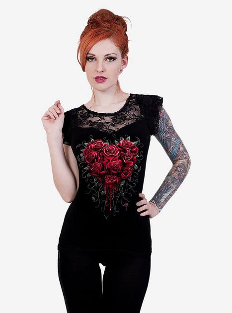 Bleeding Heart Lace Layered T-Shirt | Hot Topic