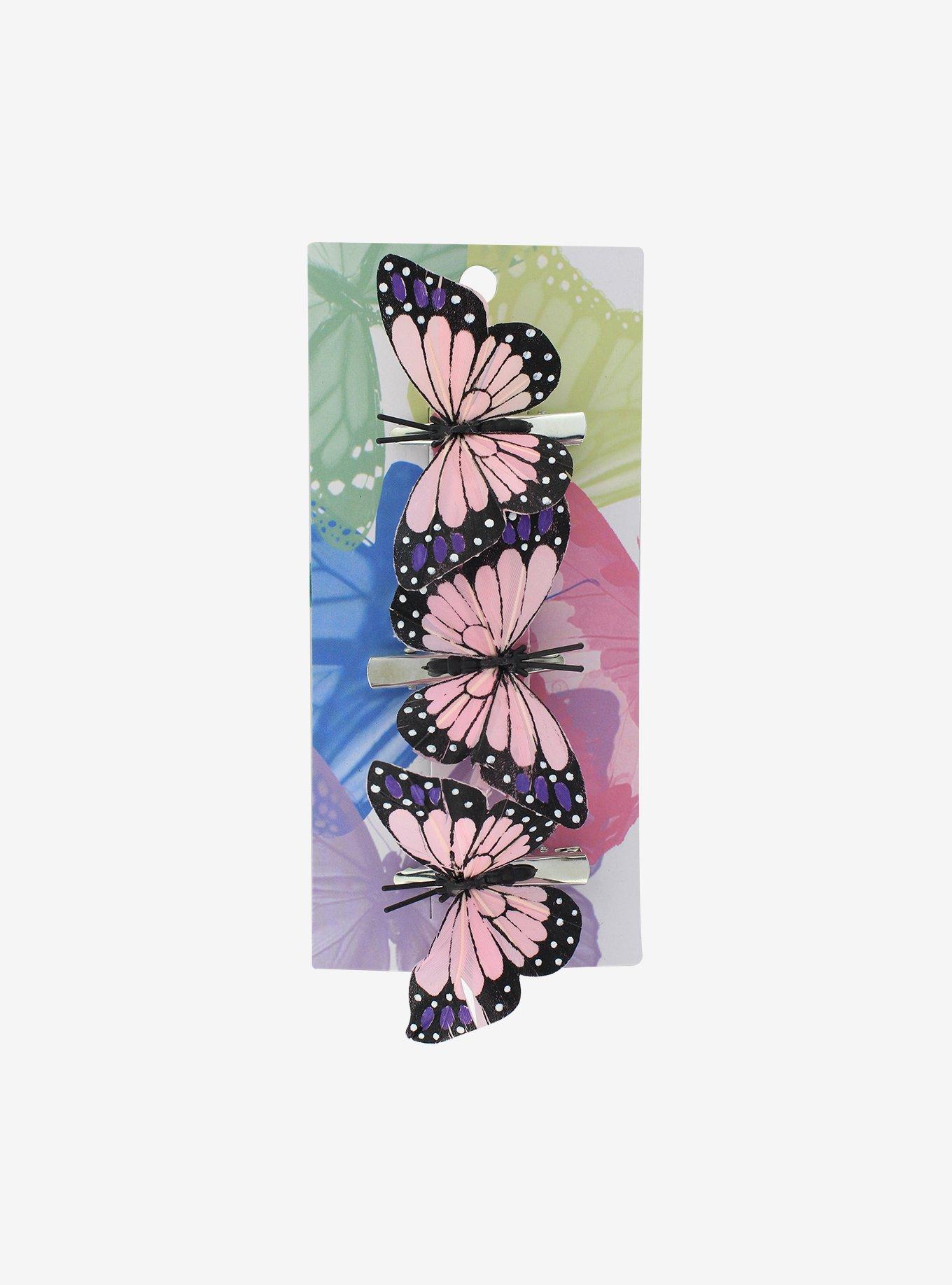 Pink Butterfly Hair Clip Set | Hot Topic