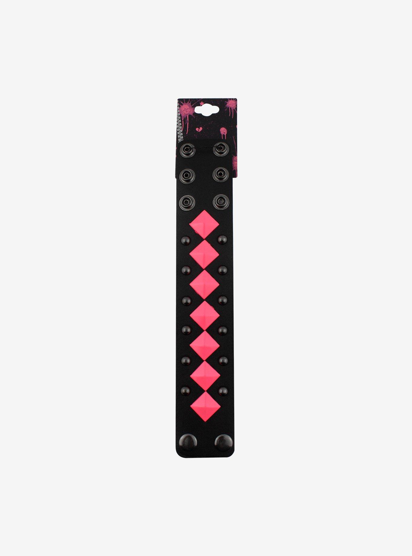 Pink & Black Multi Length Studded Wrist Cuff | Hot Topic